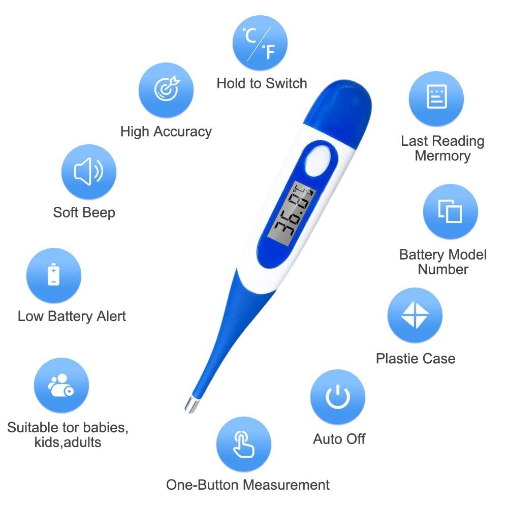 Berrcom Digital Oral Thermometer for Adults Kids Babies - Flexible Tip ...