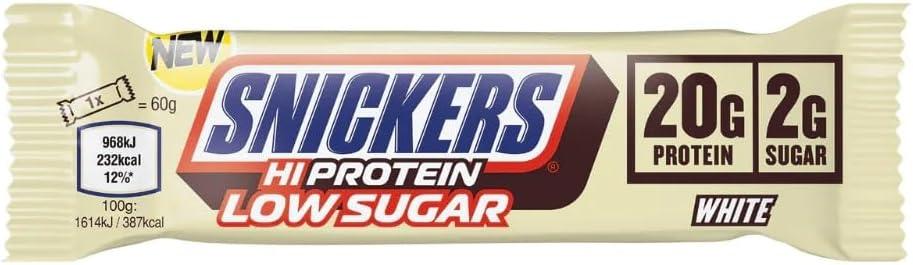 Snickers White Chocolate Low Sugar Protein Bars (12 x 57g) - High ...