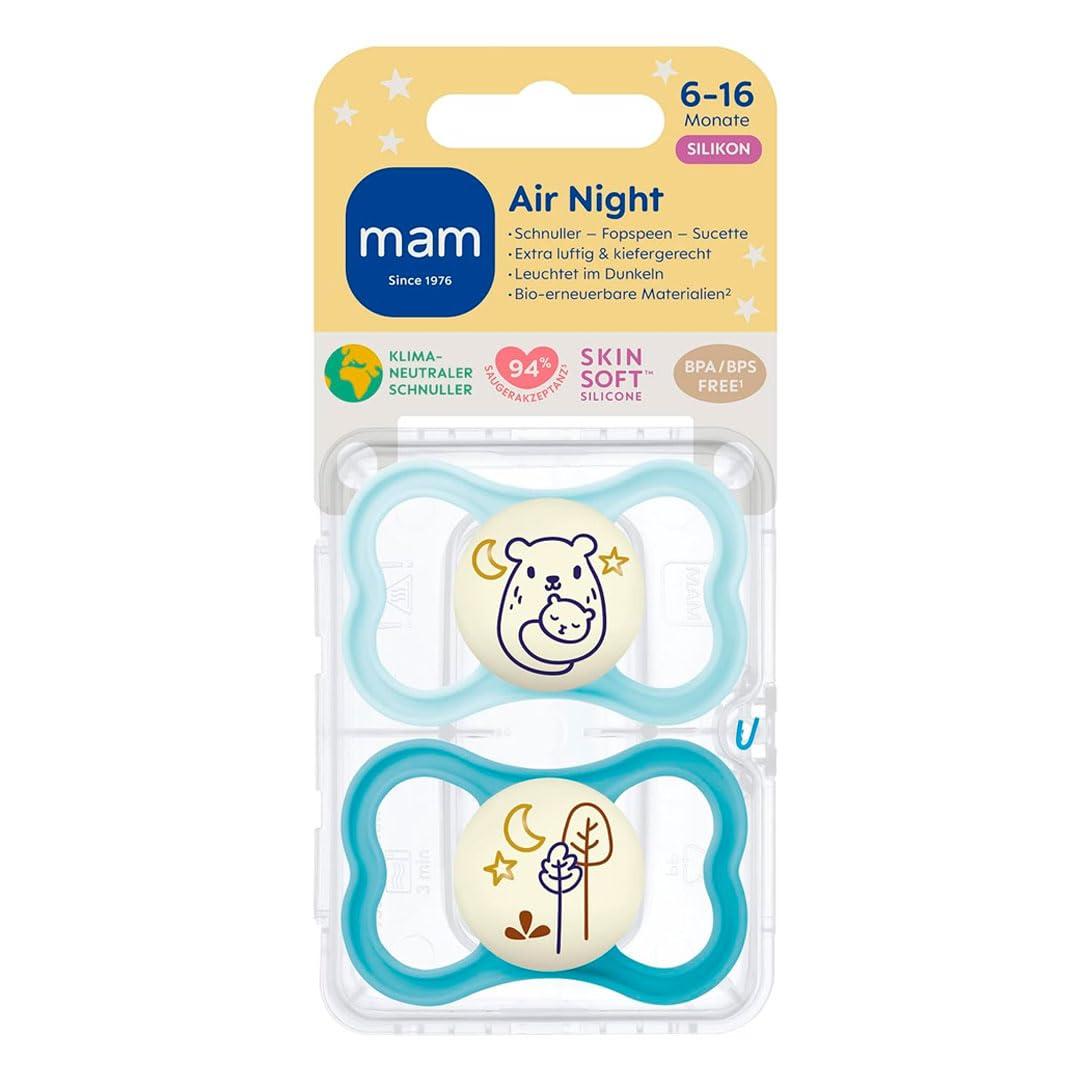 MAM Day & Night Air Silicone Pacifier Set for Boys (6-16 Months) - 4 ...