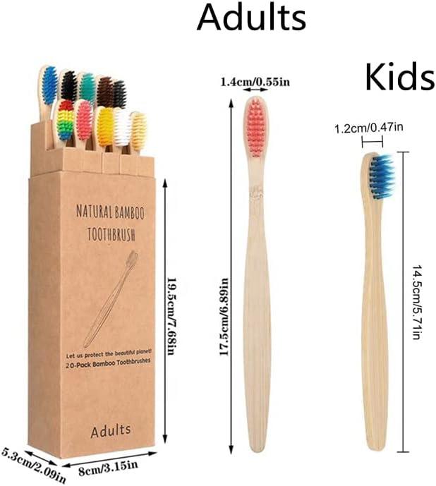Kids Bamboo Toothbrushes & Adults Toothbrushes Totally 20 Pack Soft ...