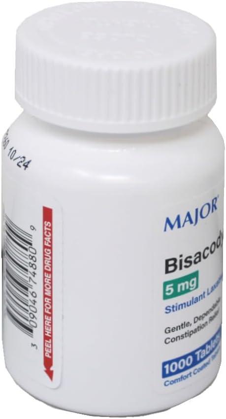Major Pharmaceuticals Bisacodyl 5mg Laxative Tablets - 1000 Count ...