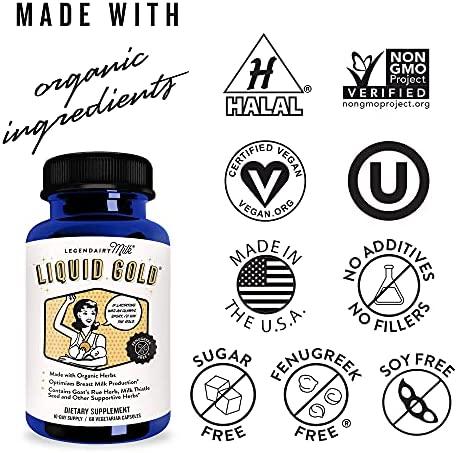 Legendairy Milk Liquid Gold - 60 Vegetarian Capsules for Lactation ...