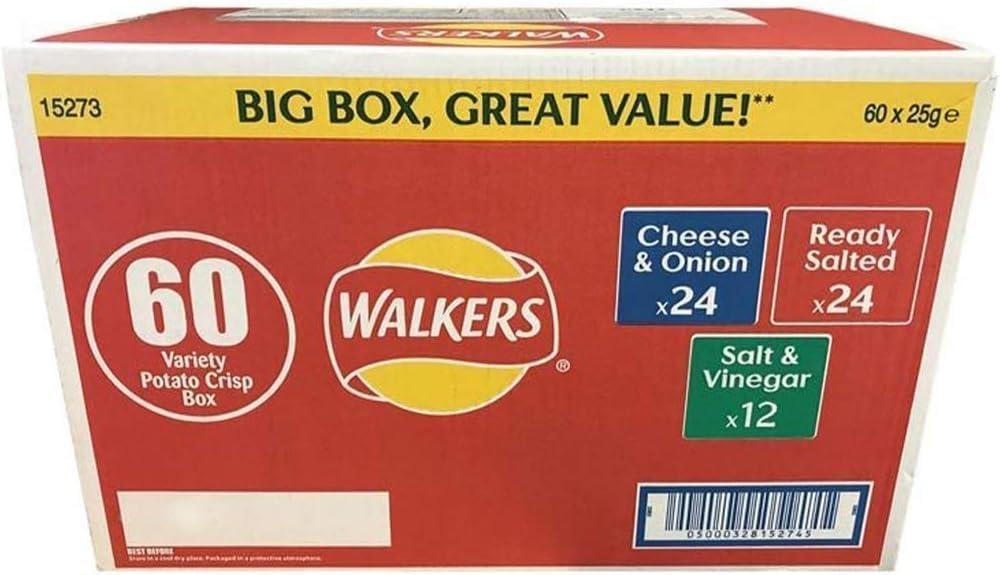 Walkers Crisps Walkers Classic Box Crisps (24 x Cheese Onion 24 x Ready ...