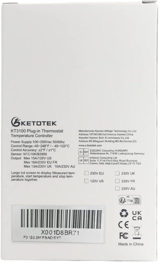Ketotek Digital Thermostat Temperature Controller 16A | Waterproof ...