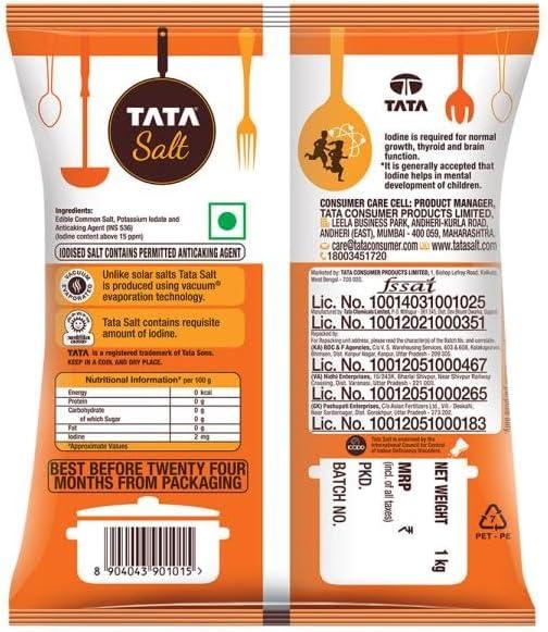 Tata Crystal Sea Salt | Iodised Salt | Better Taste & Flavour | Vacuum ...