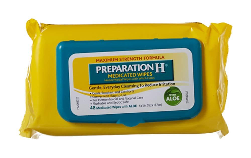 Preparation H Hemorrhoid Flushable Wipes with Witch Hazel - 48 Count ...