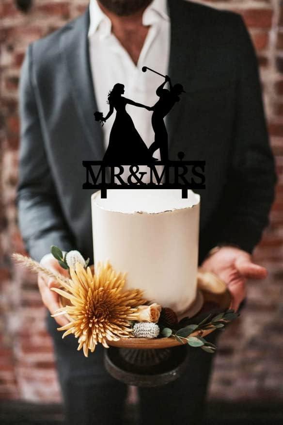 Funny Wedding Cake Topper - Bride Grabs Golfer Groom Who Playing Golf ...