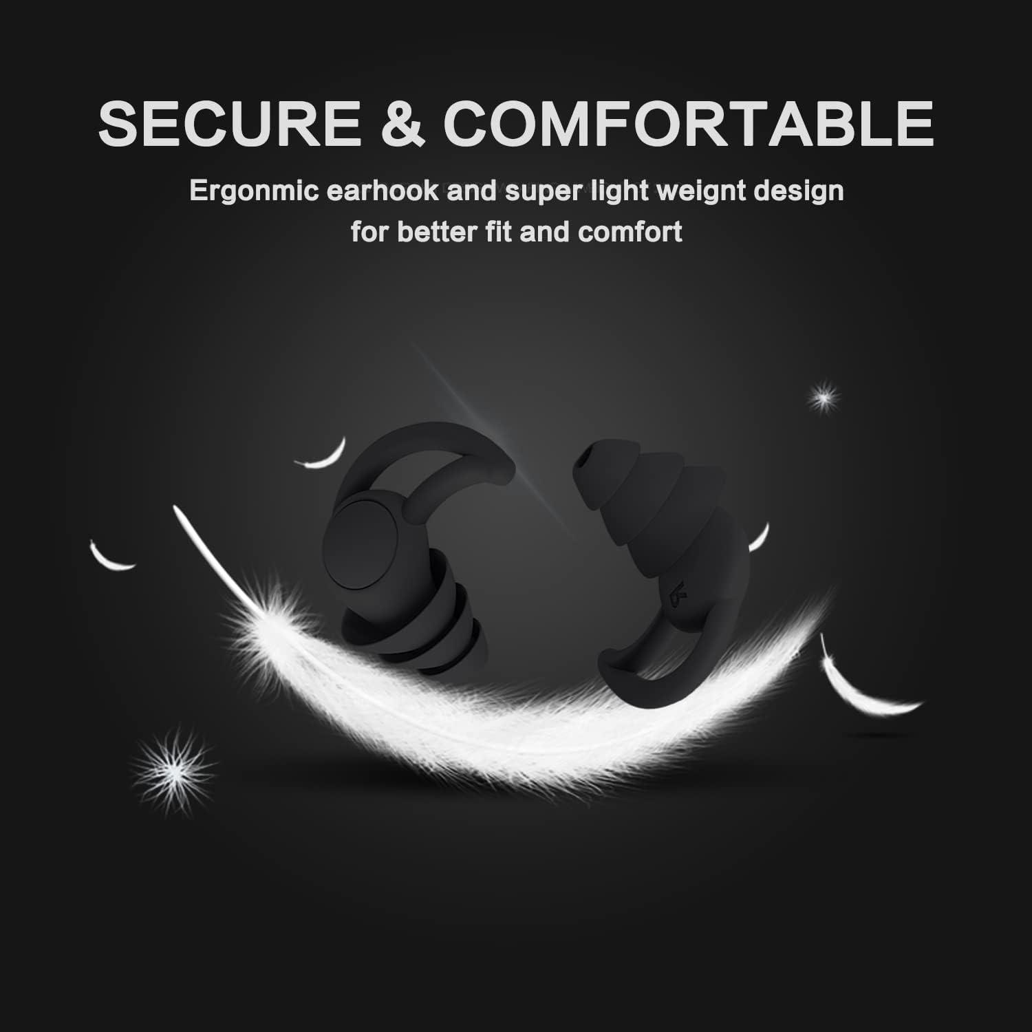 Black Washable Ear Plugs for Sleeping, Work, Travel, Concert, Swimming ...