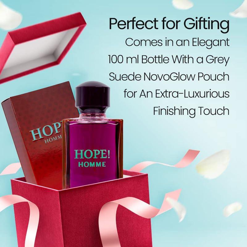 NovoGlow Hope Homme for Men - 100ml Eau De Parfum Spray for Men - Spicy ...