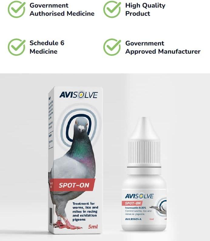 Naqua AviSolve for Pigeons - 5ml Spot On Treatment - For Worms Lice ...