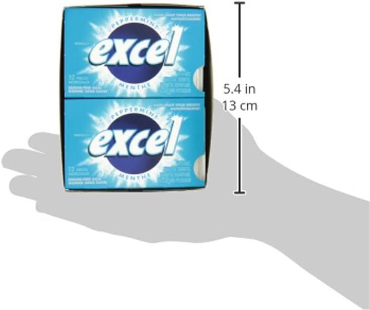 EXCEL Peppermint Flavoured Sugar Free Chewing Gum 12 Pieces 12 Packs ...