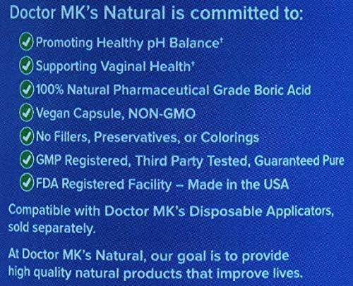 Doctor MK's Natural Boric Acid Suppositories (600mg) - 30 Vaginal ...