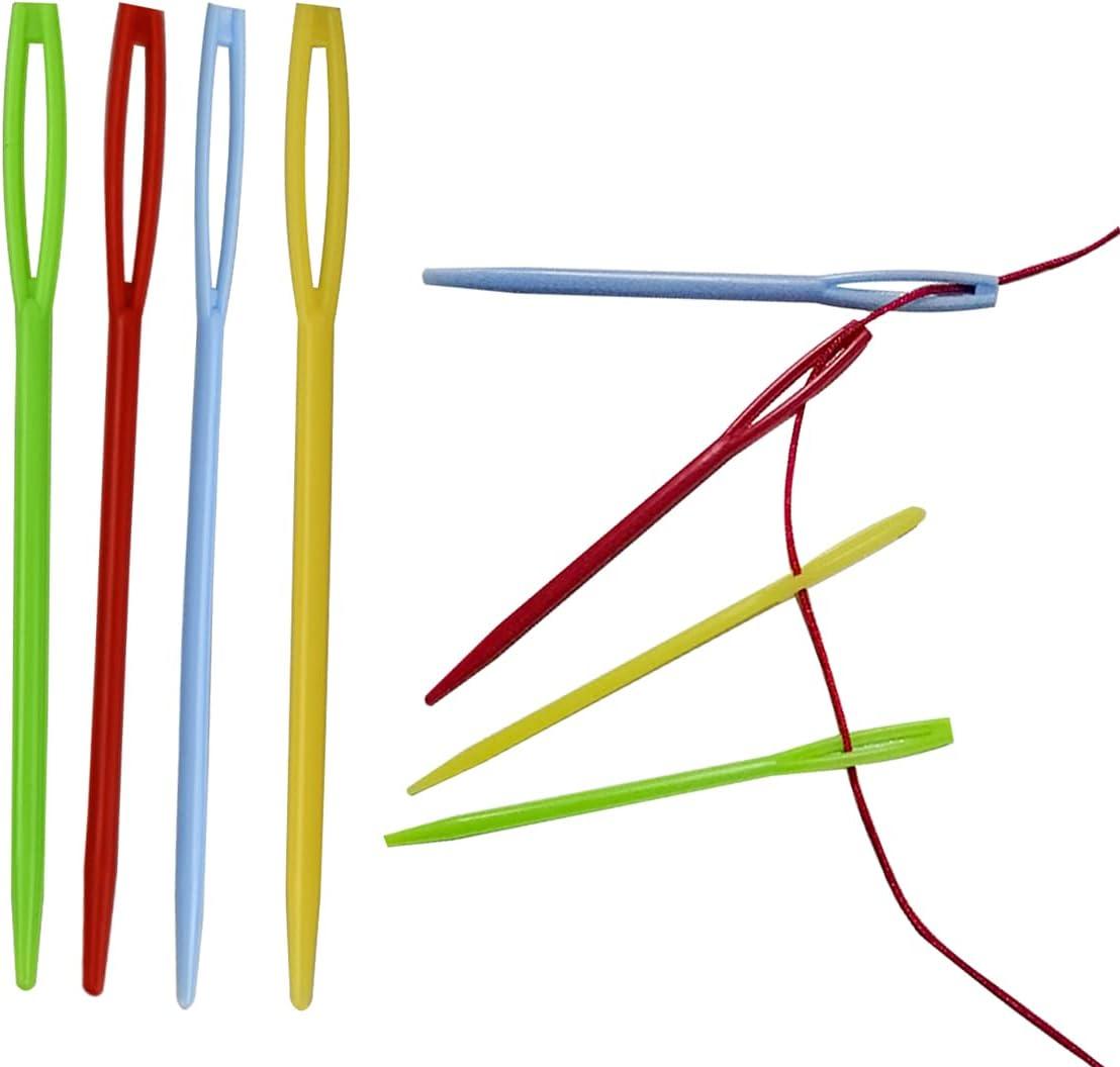 48pcs Large Eye Plastic Sewing Needles - Yarn & Safety Lacing Needles ...