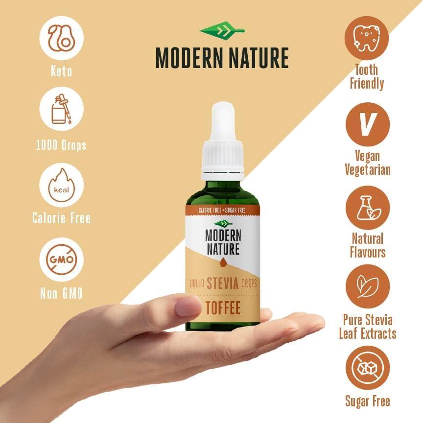 Modern Nature Toffee Flavour Drops - Liquid Stevia Drops Sweetner ...