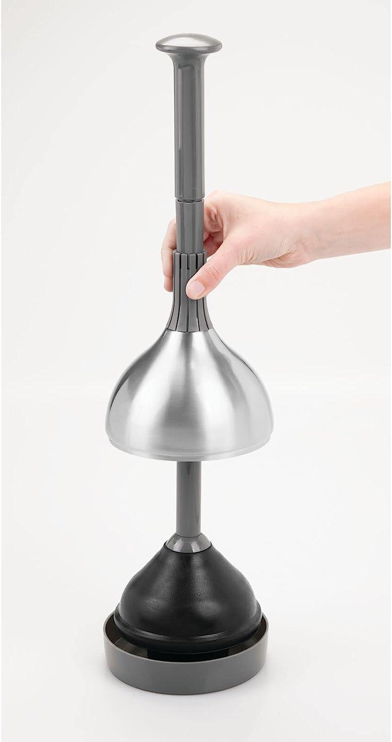 mDesign Toilet Plunger Set with Lift & Lock Cover - Modern Heavy Duty ...