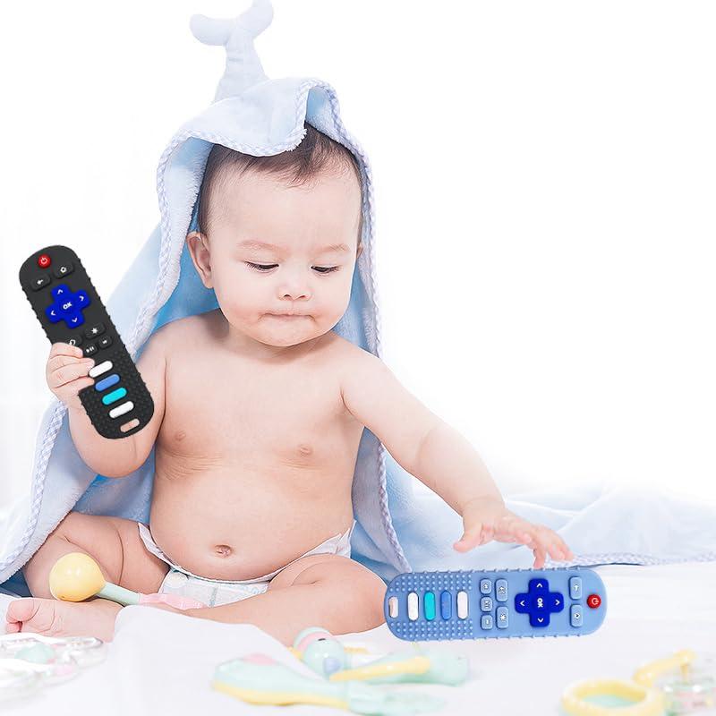 Sensory Silicone Baby Teething Toy - TV Remote Control Shape for 3-18 ...