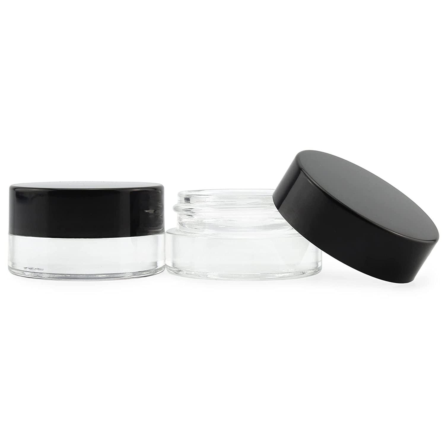 7ml Glass Lip Balm Jars (24-Pack) - Clear Containers with Black Metal ...