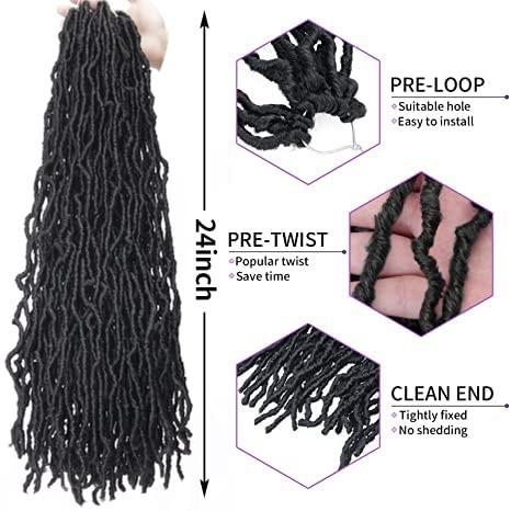 9 Packs Nu Locs Crochet Hair Braids 24 Pre-looped Goddess Locs Curly ...