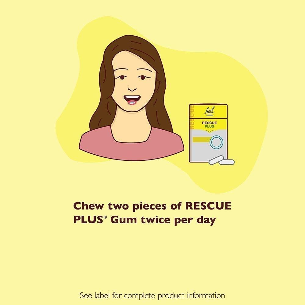 Bach RESCUE PLUS Gum Natural Mint Flavor - Stress & Tension Relief with ...