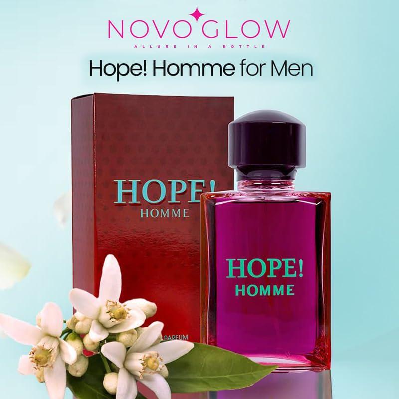 NovoGlow Hope Homme for Men - 100ml Eau De Parfum Spray for Men - Spicy ...