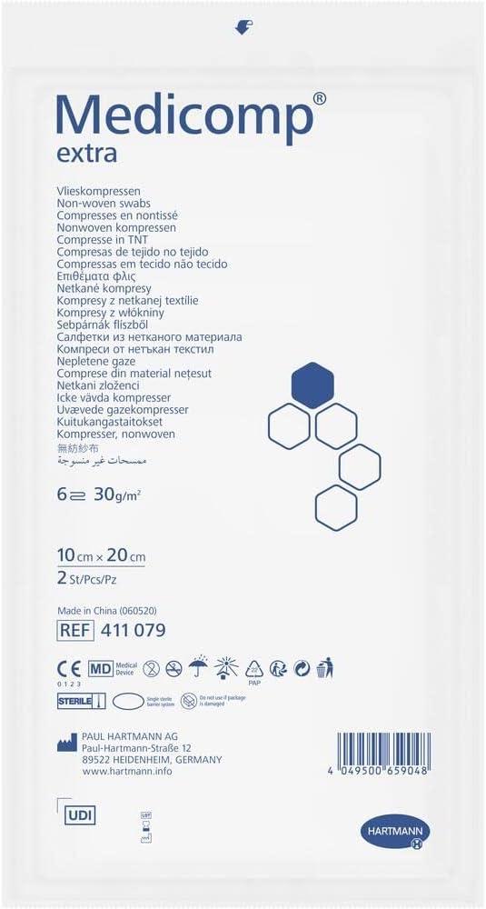 Buy Medicomp Extra Sterile Nonwoven Compresses - 10x20cm 6-Ply 25x2 ...