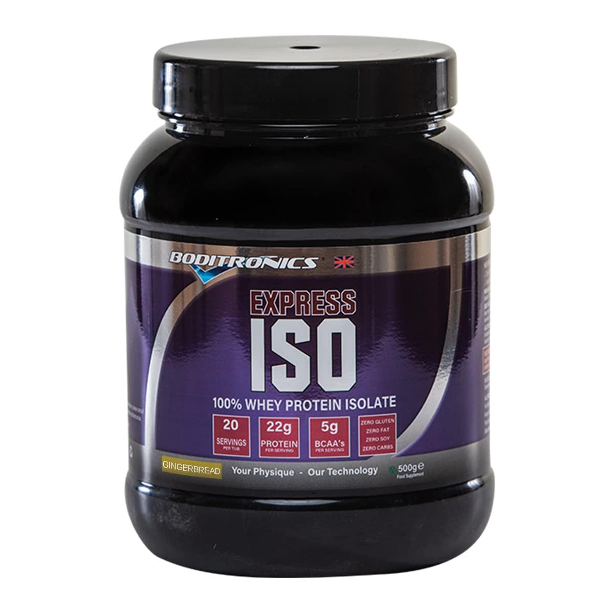 Boditronics 500g Iso Express Whey 100% Whey Isolate Protein Powder with ...