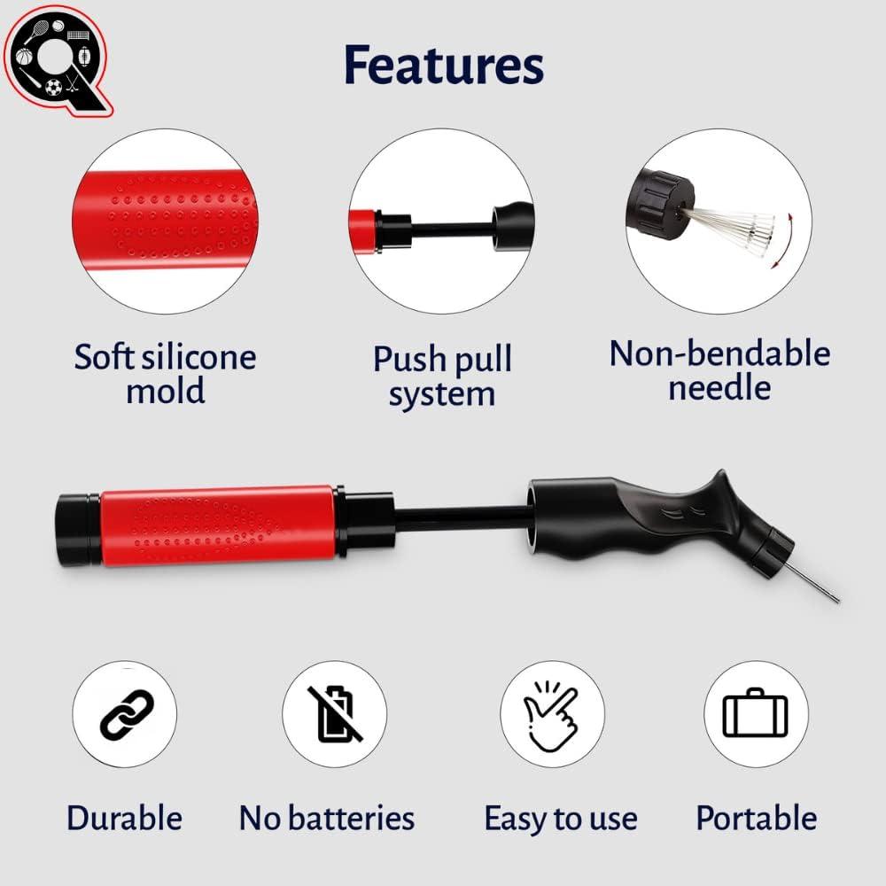 Q Sports Ball Pump with 10 Needles - Easy Dual Action Inflation Hand ...