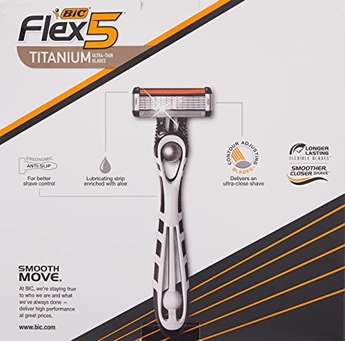 BIC Flex 5 Men's 5-Blade Disposable Razors - 8-Count Pack for Smooth ...