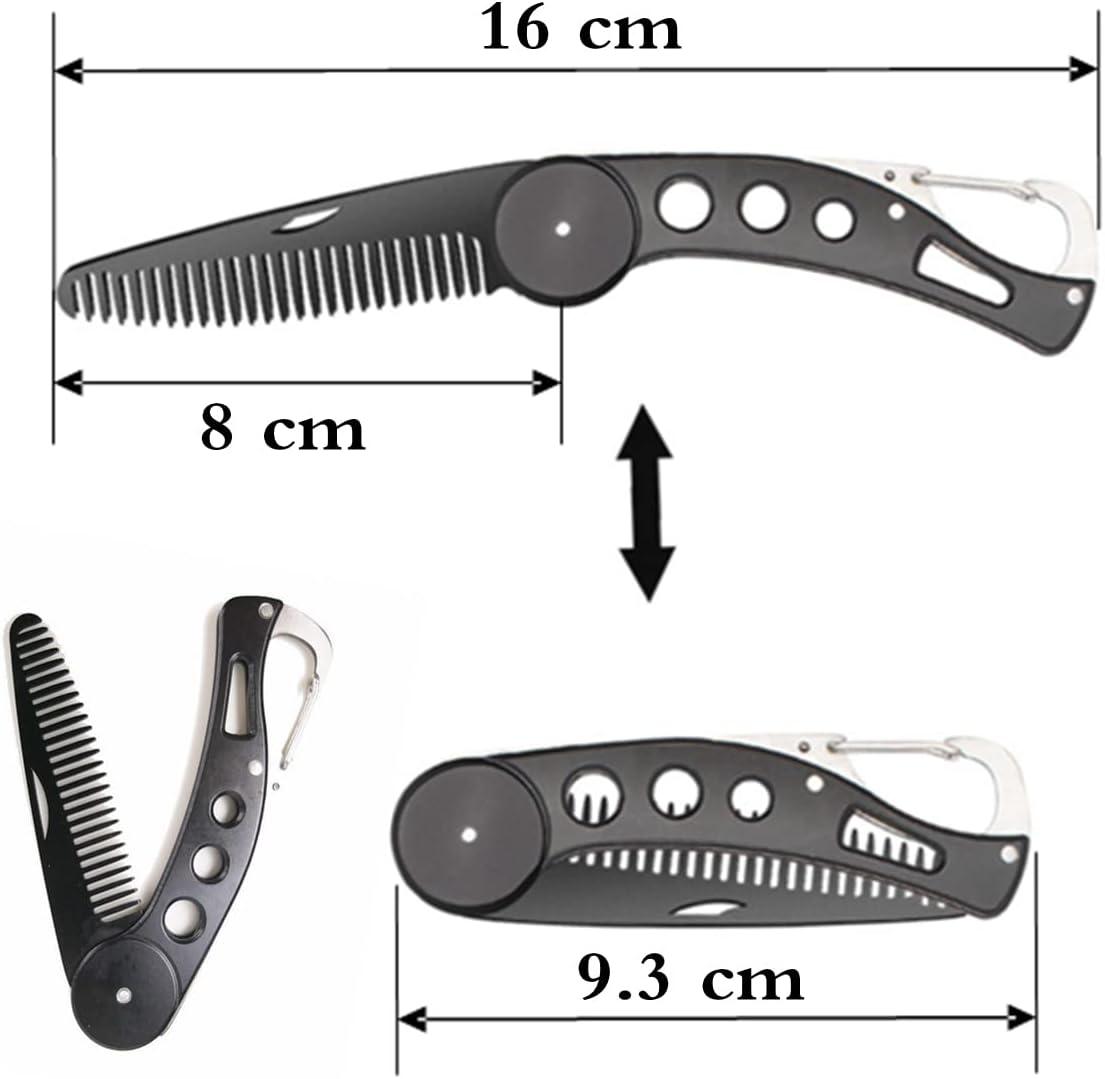 Stainless Steel Folding Beard Comb for Men - Anti-Static Pocket Comb ...
