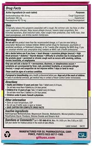 Giltuss Adult Cough & Cold Tablets - 20 Count Chest Congestion Relief ...