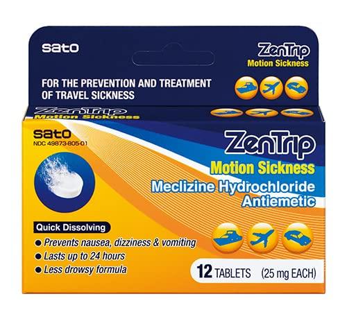 Zentrip Motion Sickness Tablets 12 Count - Fast Relief for Travel Nausea