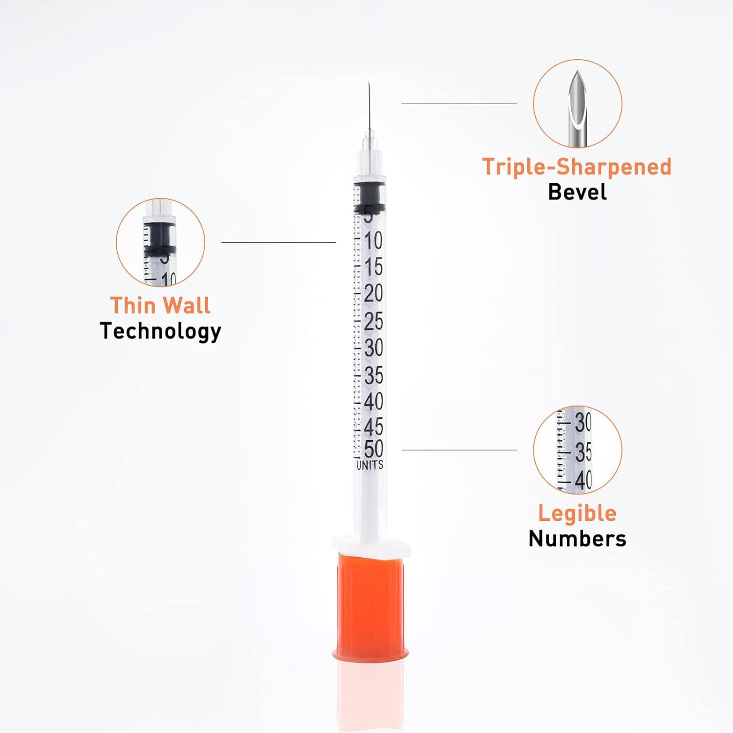 U-100 0.5cc 30G 5/16 Syringe 100 Pack - Individually Sealed 0.5ml 31G | Buy Now with Express ...