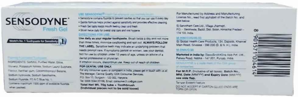 Sensodyne Maximum Strength Fresh Gel Toothpaste for Sensitive Teeth ...