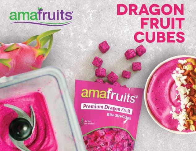 Amafruits Dragon Fruit (Pitaya) Bite Size Cubes - 16oz, 5 Bags | Fresh ...