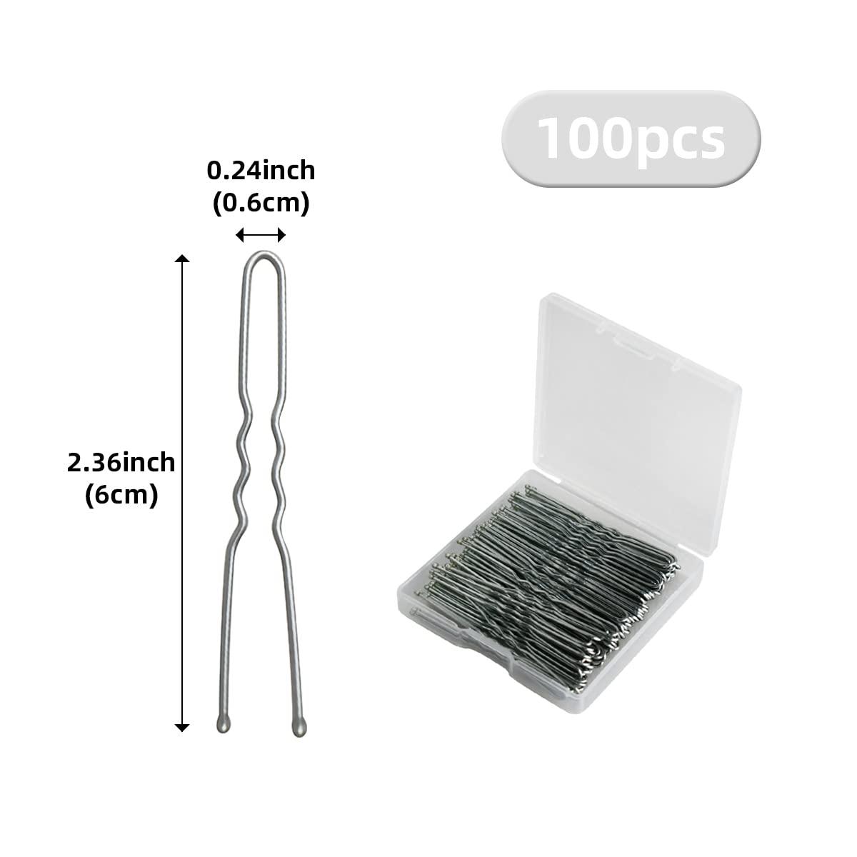 Invisible Wave Hairgrip U Shaped Hair Pins Kit - 100 PCS Large Heavy ...