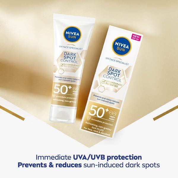 NIVEA Sun UV Face Specialist Dark Spot Control Sun Fluid SPF 50+ (40ml) with Luminous 630 ...