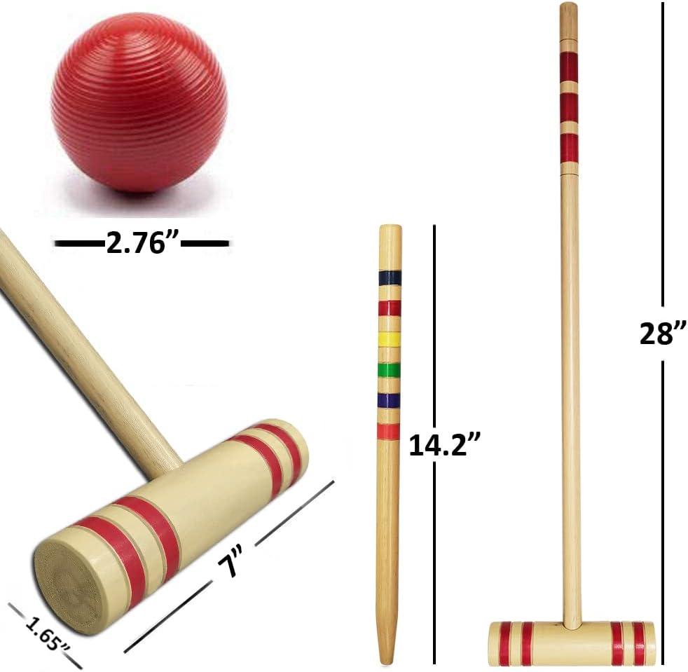 Tuahoo 28 Six-Player Croquet Set with Wooden Mallets - Outdoor Game for ...
