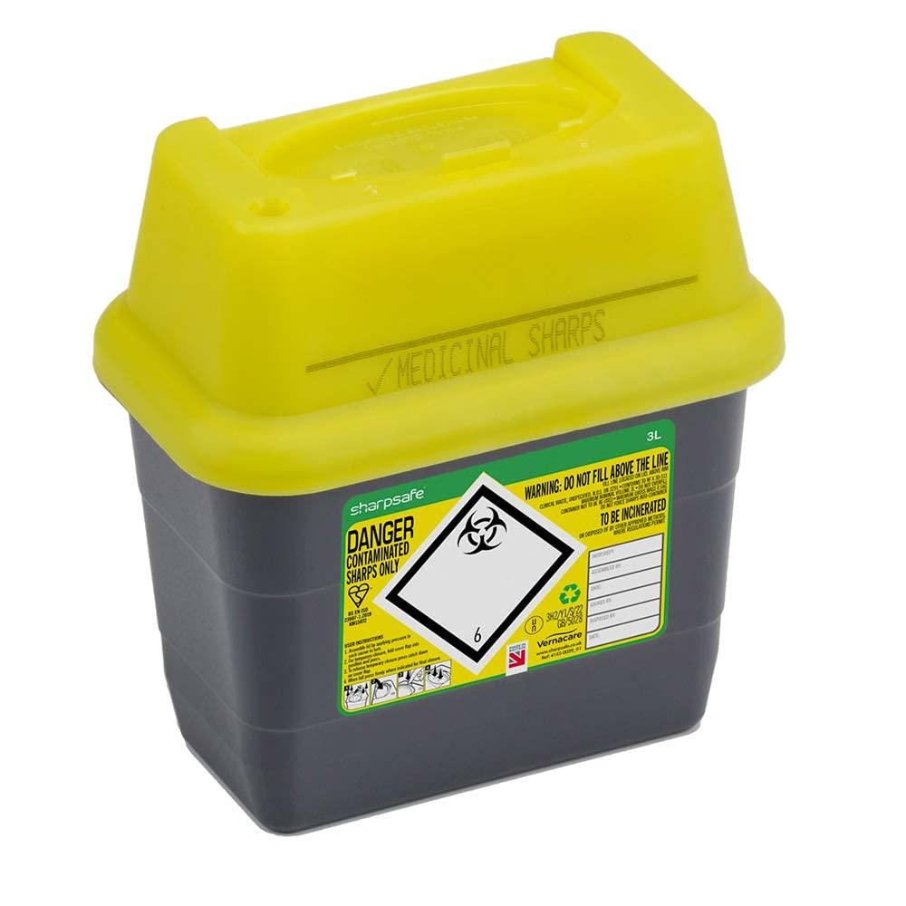 Sharpsafe 3 Litre 5th Generation Yellow/Grey -Sharps Bin Clinical Waste ...