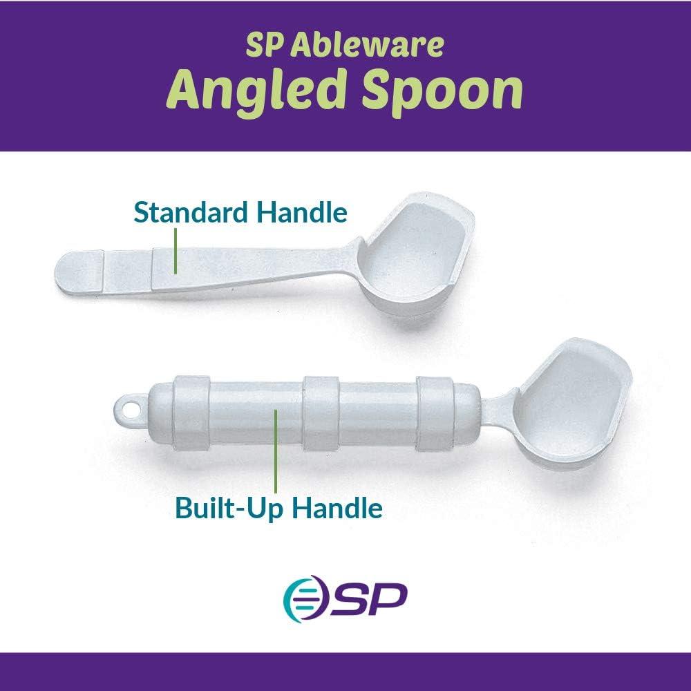 SP Ableware Angled Spoon with Built-Up Handle - White Plastic ...