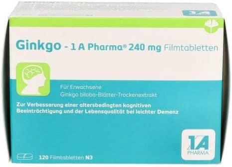 GINKGO-1A Pharma 240 mg Film-Coated Tablets - 120 pcs | Premium Ginkgo ...