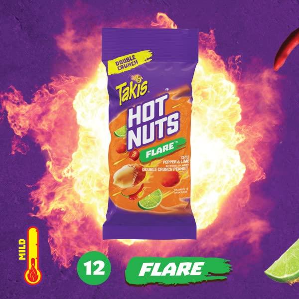 Takis Hot Nuts Flare Double Crunch Peanuts - 12 Individual Bags, Chili Pepper and Lime Flavor, 3 ...
