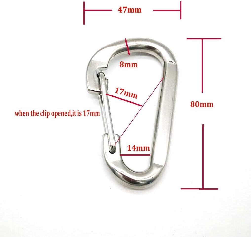 JY-MARINE Heavy Duty 316 Stainless Steel Snap Hook Carabiner 4 Pack ...