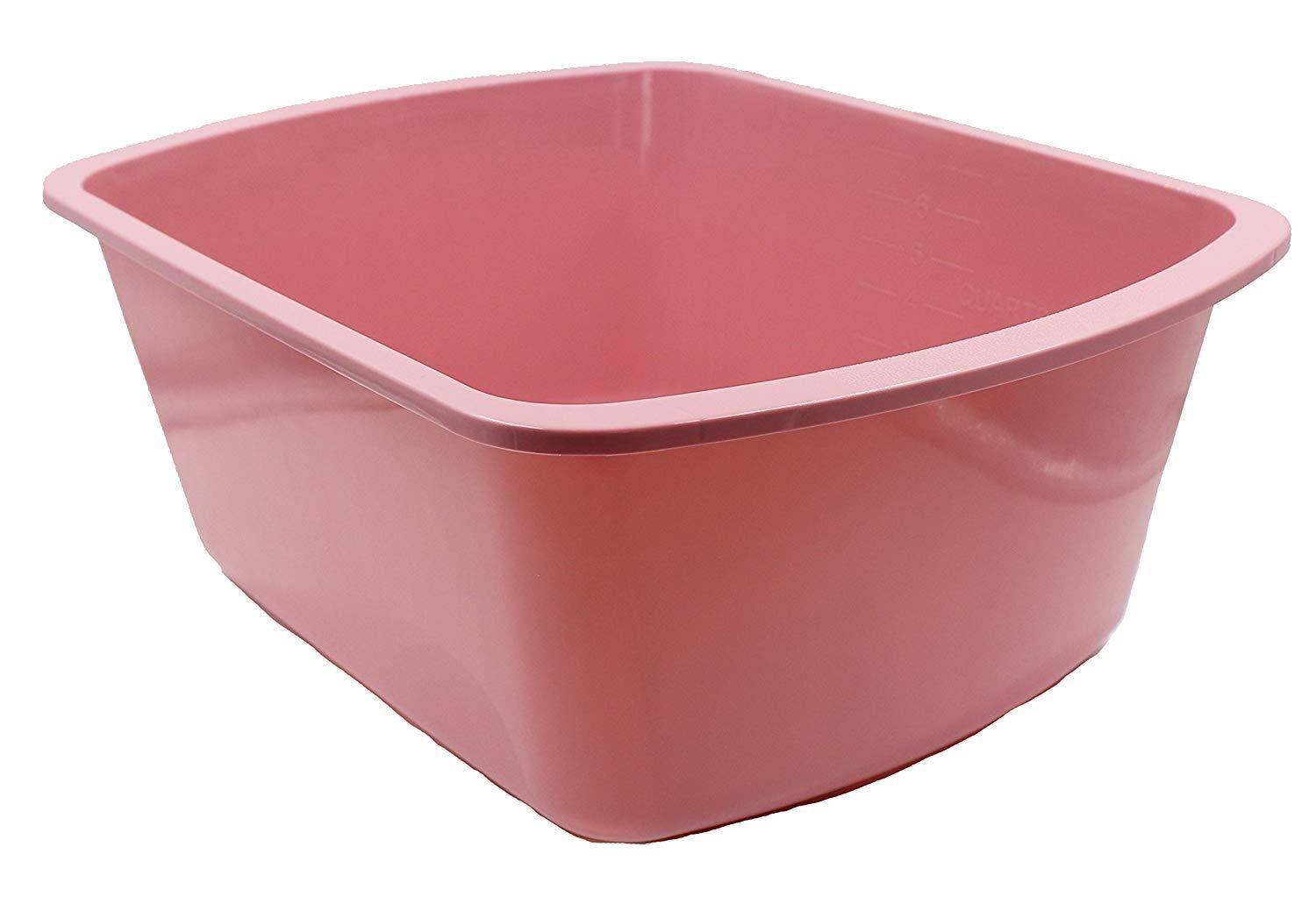 Pack of 2 Portable Rectangular Plastic Wash Basin, 6 Quarts with ...