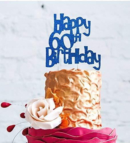 Happy 60th Birthday Fun Style Cake Topper (Made in UK) - Dark Blue ...