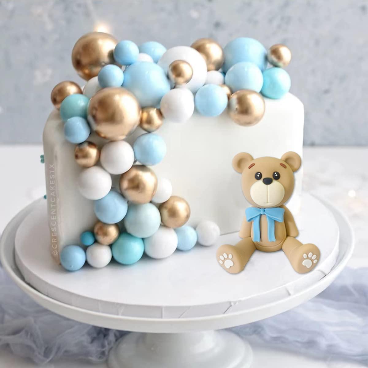 33 PCS Blue Bear Cake Toppers for Baby Shower & Birthday Parties