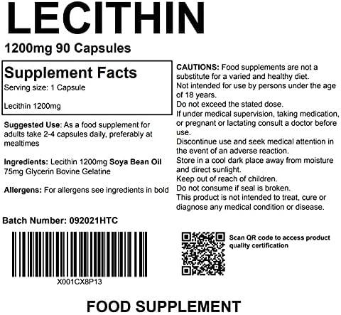 Lecithin 1200mg - 90 Softgel Capsules | Soy Lecithin Supplement ...