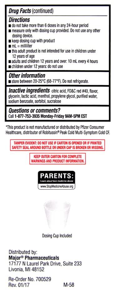 Robafen CF Peak Cold Cough Syrup - Dextromethorphan 20mg/Guaifenesin ...