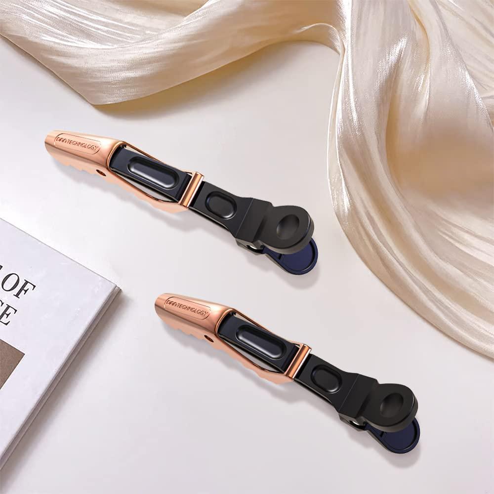 Rose Gold 6 Pcs Alligator Hair Clips Set - Wide Teeth, Double-Hinged ...