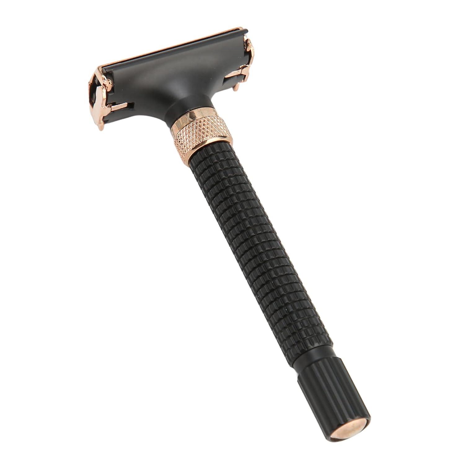 Premium Metal Classic Razor Blade Handle - Long Reusable Black Shaving ...