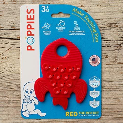 POPPIES Red The Rocket BPA-Free Silicone Suction Cup Teether Sensory ...